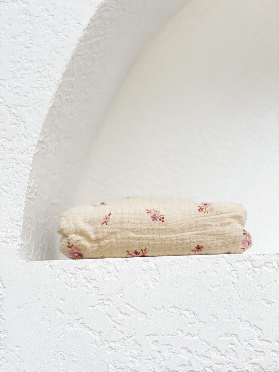 Organic Cotton Fitted Cot Sheet | Aus Wax Flowers | Little Myrtle